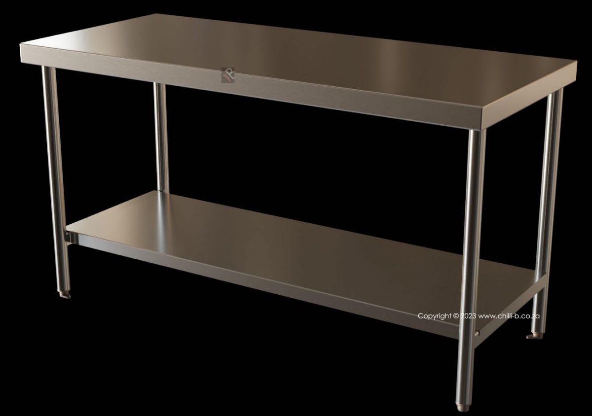Stainless steel catering tables or worktops for commercial kitchens