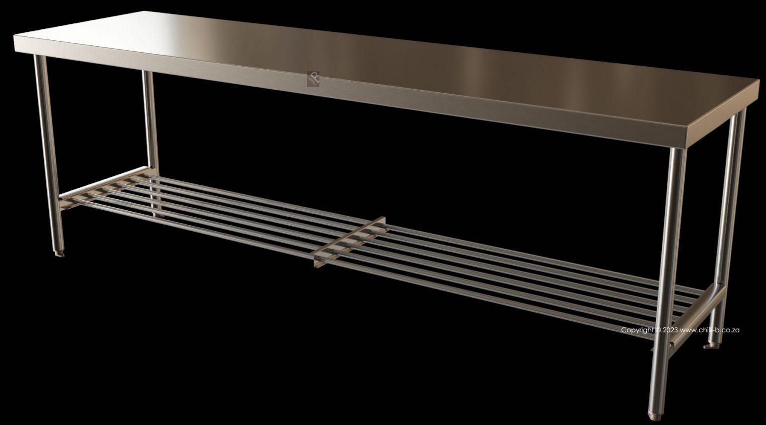 Stainless steel catering tables or worktops for commercial kitchens
